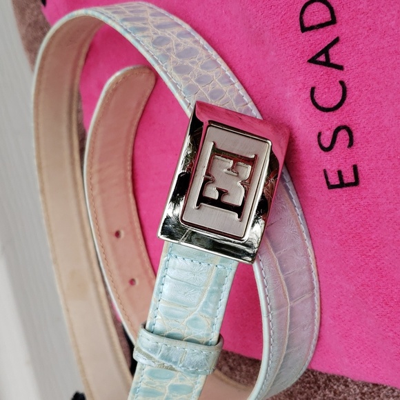 Escada | Accessories | Escada Logo Signature Double Ee Buckle Belt With ...